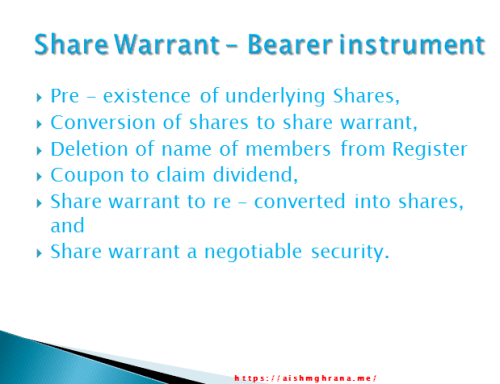 SHARE WARRANT – BEARER INSTRUMENT | AishMGhrana